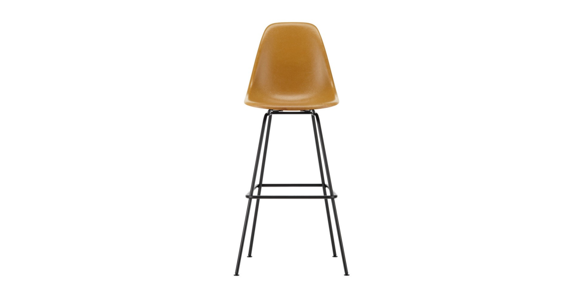 Eames Fiberglass Stool High powder-coated in black ochre dark ...